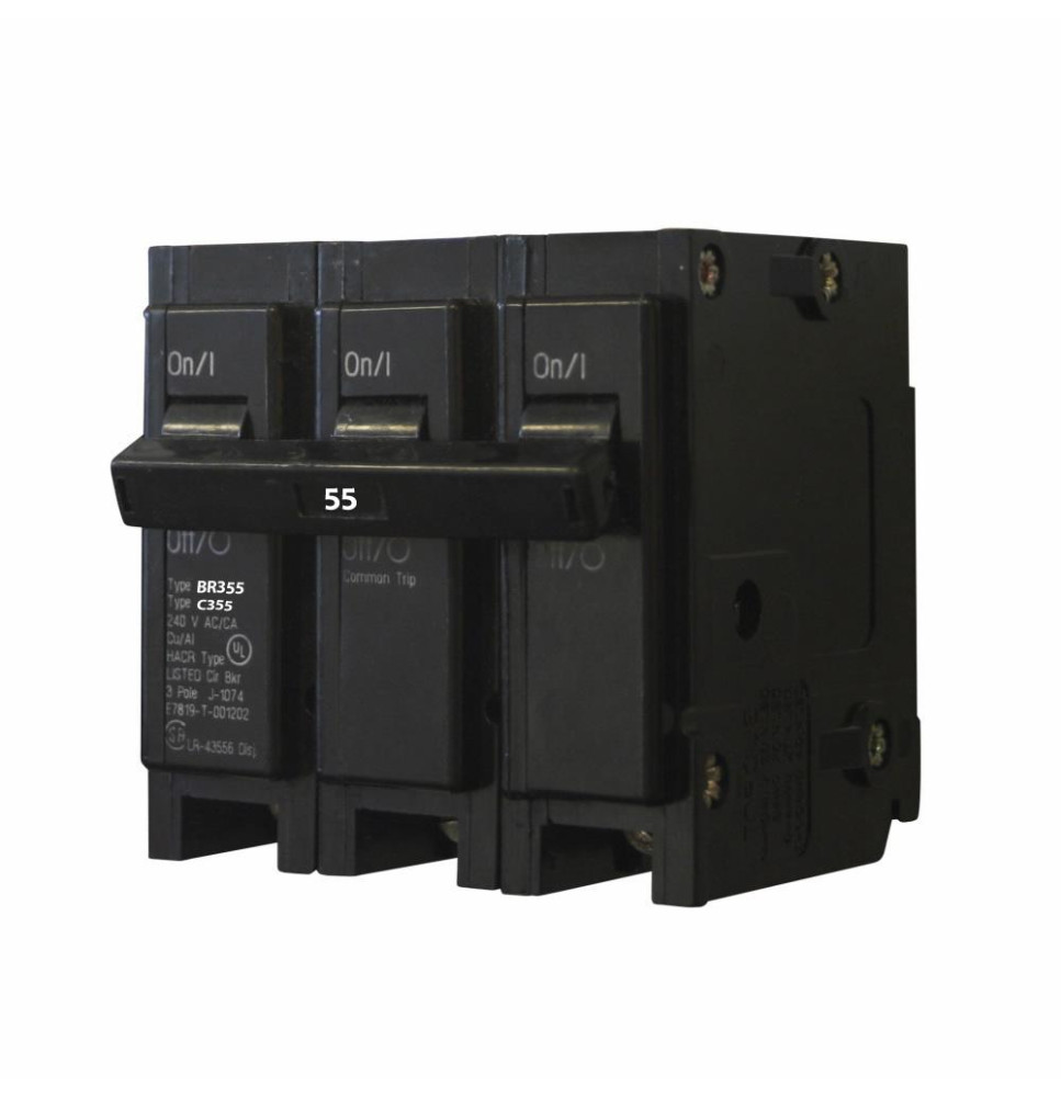BR355 - Eaton Cutler-Hammer 55 Amp 3 Pole 240 Volt Plug-In Circuit Breaker